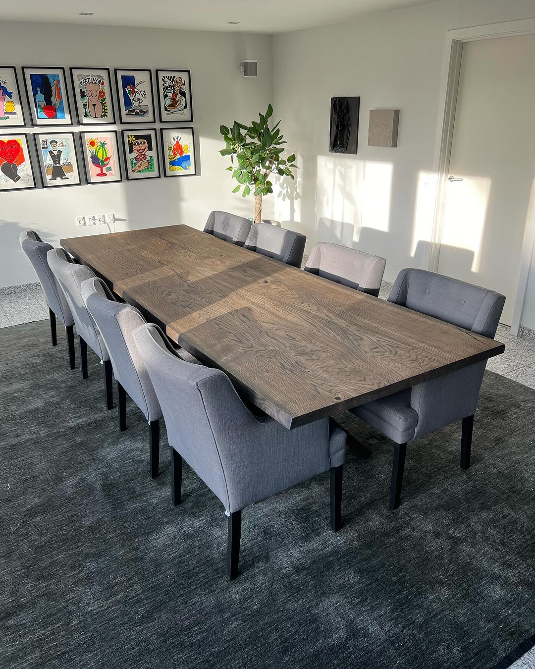 Dark oak wood dining table store