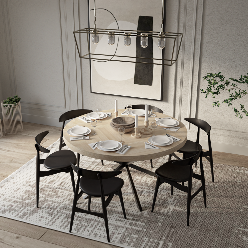 Round Herringbone Dining Table, 4-10 Seater | S10Home