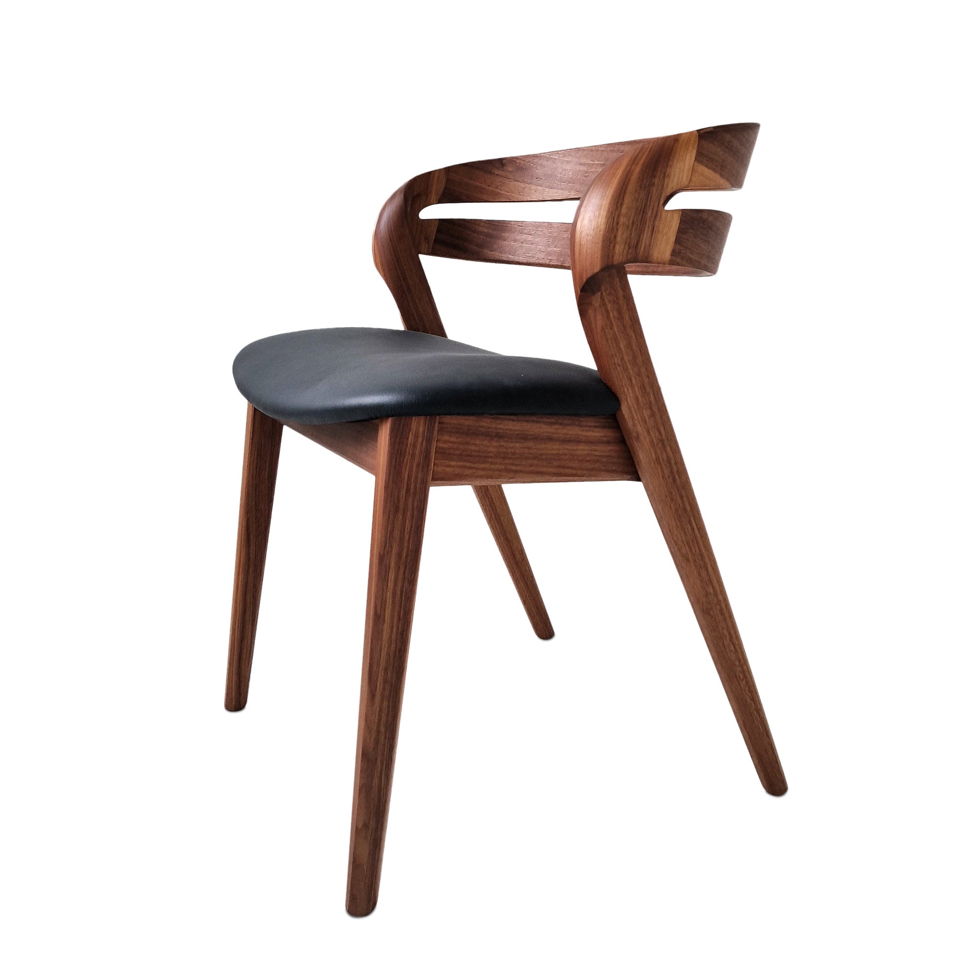 Walnut Wood Dining Chair With Italian Leather Seat S10Home