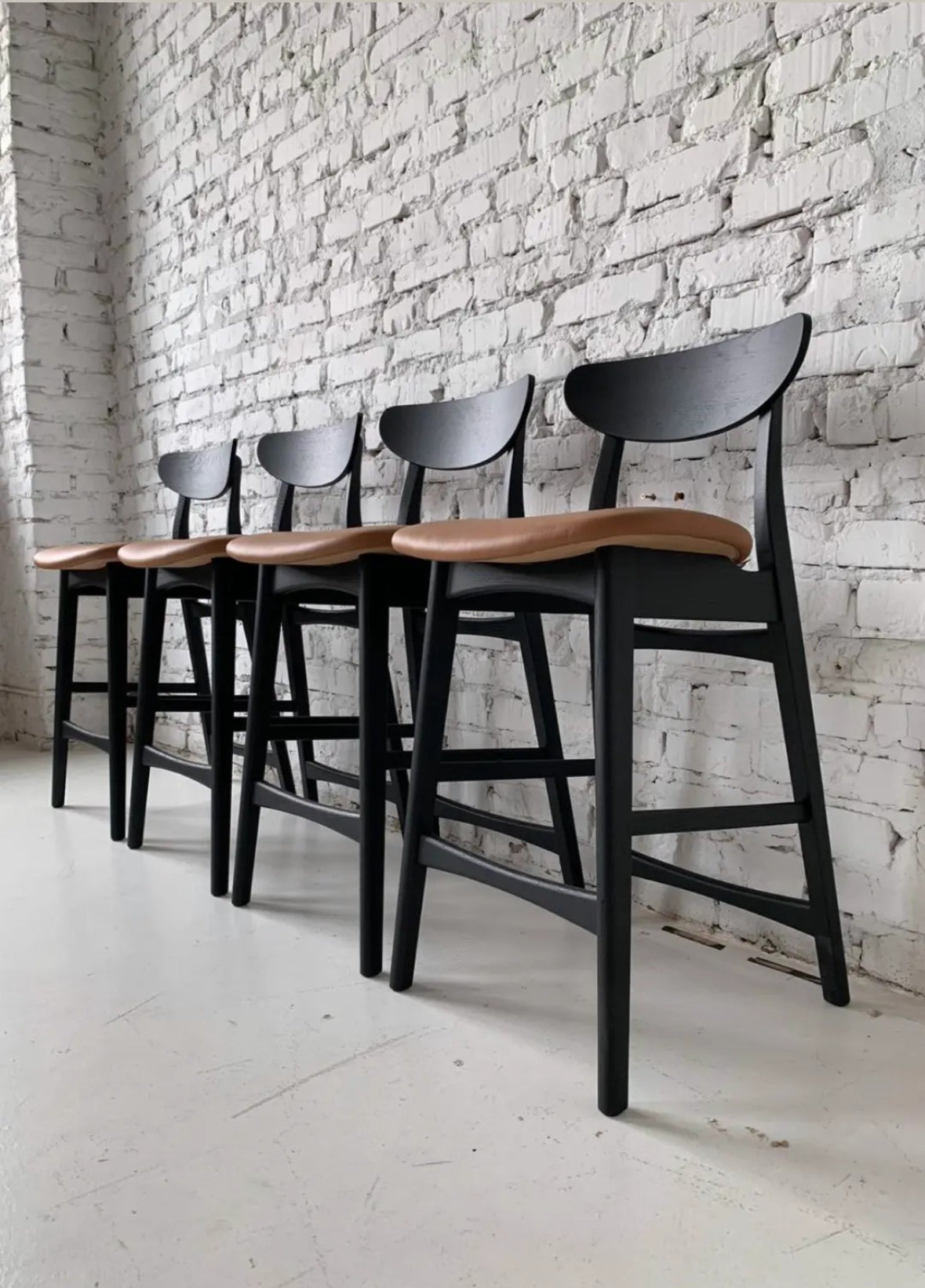 Solid Oak Bar Stool With Italian Leather Seat | S10Home