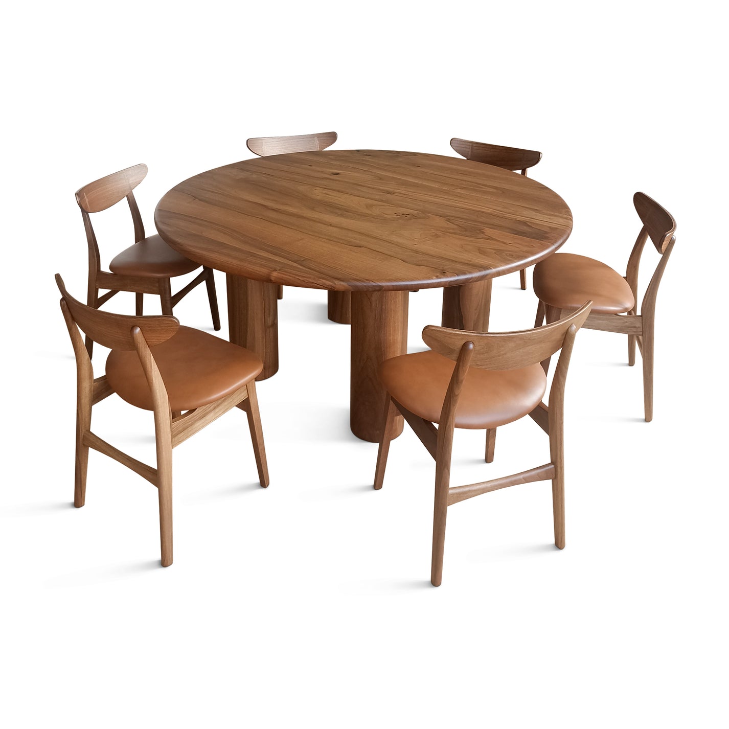 Ella Walnut Handcrafted Round Dining Table Extendable | S10Home