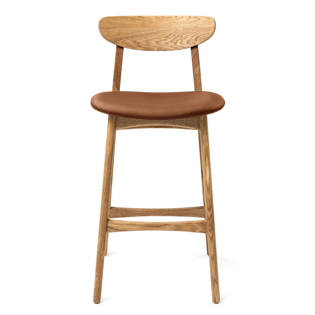 Solid Oak Bar Stool With Italian Leather Seat | S10Home
