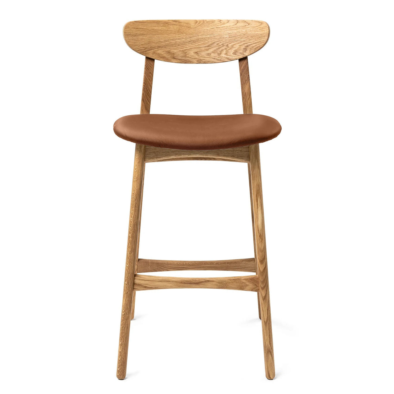 Solid Oak Bar Stool With Italian Leather Seat | S10Home