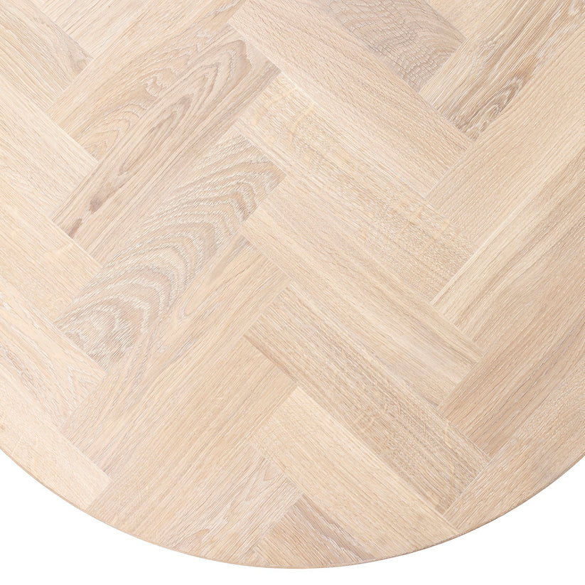 Round Herringbone Coffee Table - With Black Metal Legs | S10Home