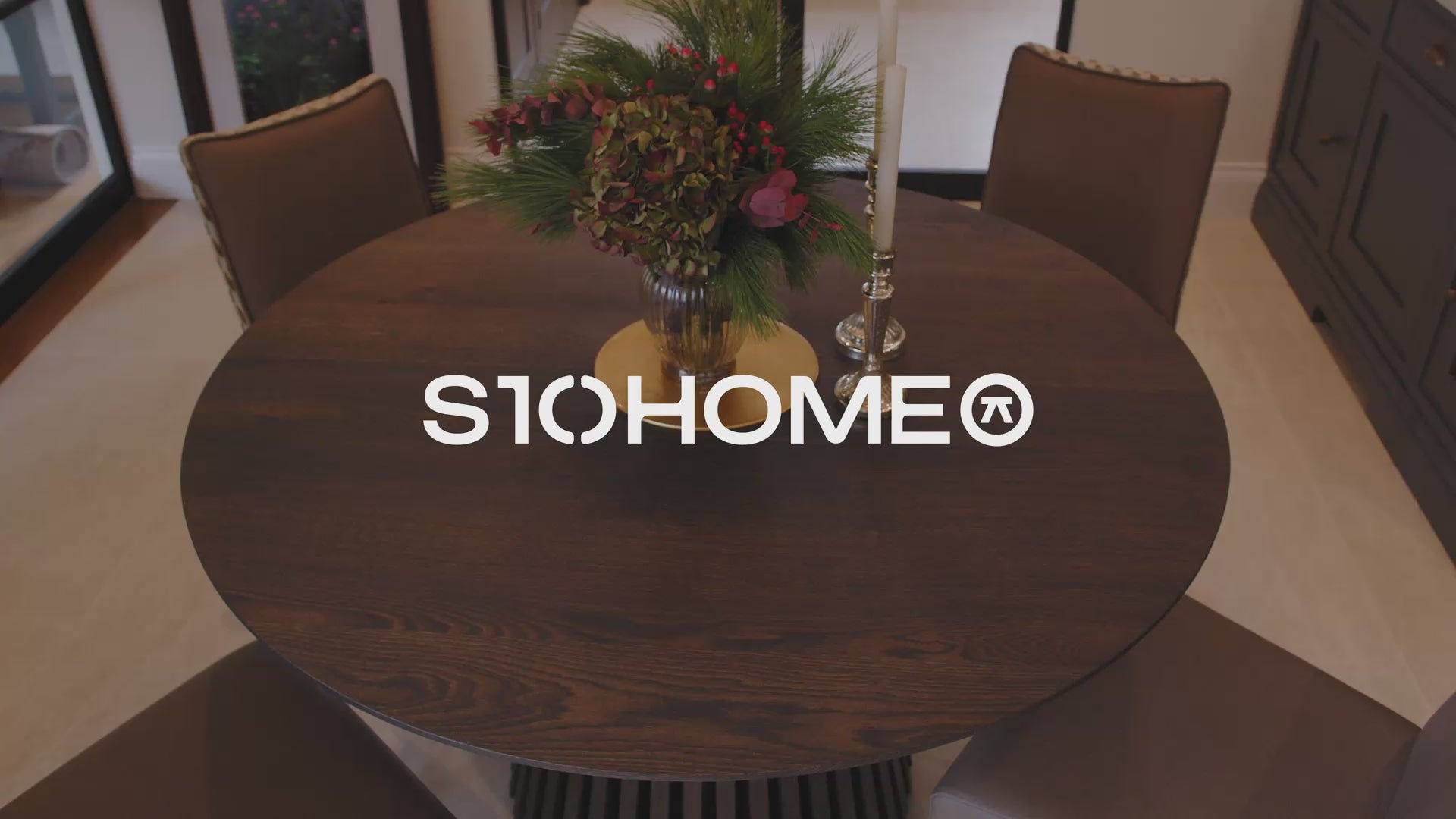 Vivien Extendable Walnut Round Dining Table in Chocolate | S10Home